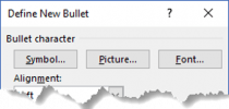 Single-level numbered lists and custom bullet lists in Word