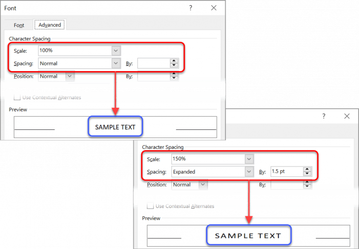 Stretching text and spacing text in Microsoft Word | Advanced text effects