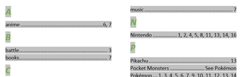 Word Index: Using a concordance file to build an index page in Word ...